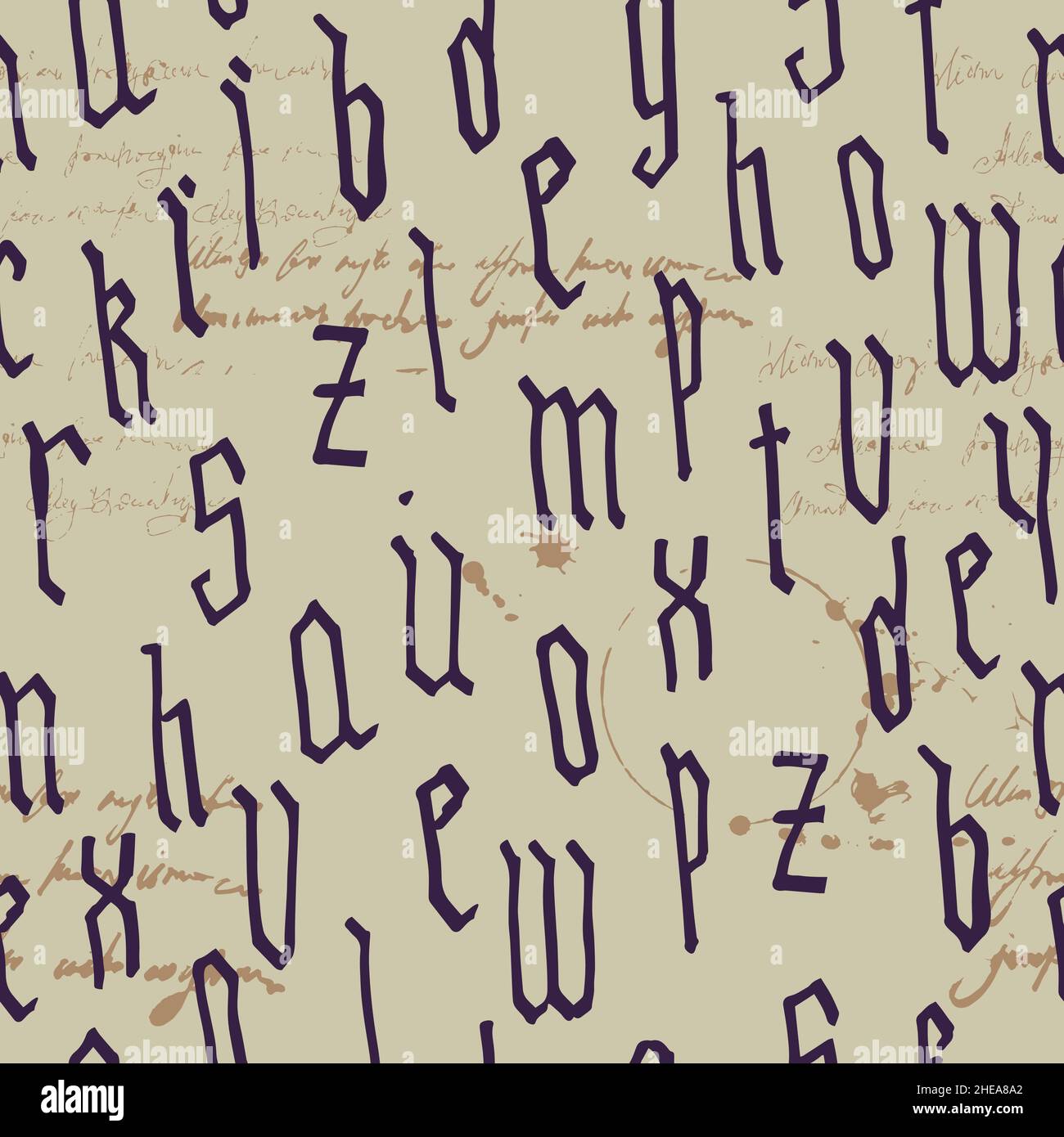 Pattern seamless Gothic style alphabet calligraphy, lettering ...