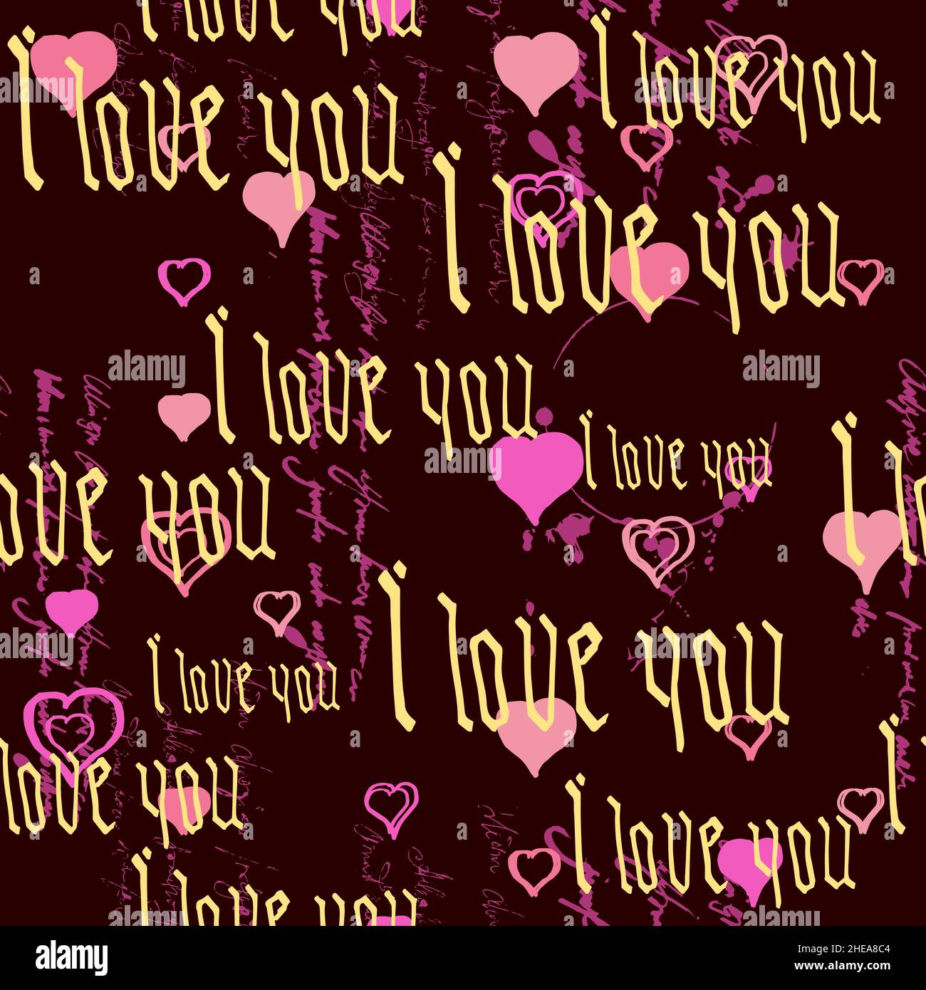Seamless pattern Gothic Text I love you, hand written words.Sketch ...