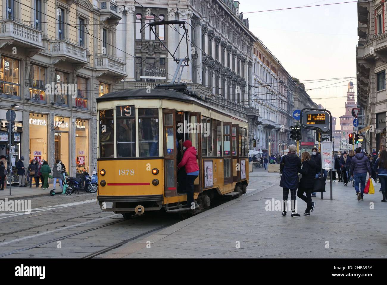 Historic tram in Milan. Milan transportation system carries 2 million ...