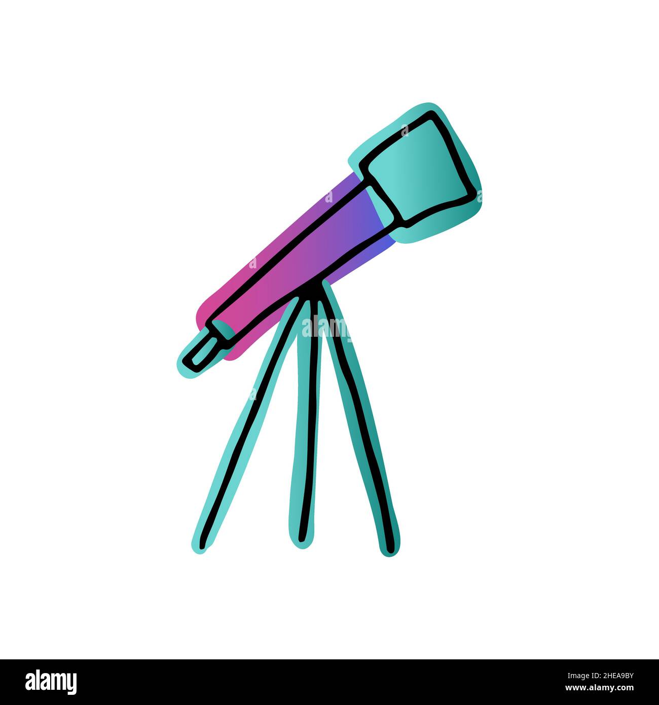 Doodle telescopes image. Neon Color scope isolated on white background ...