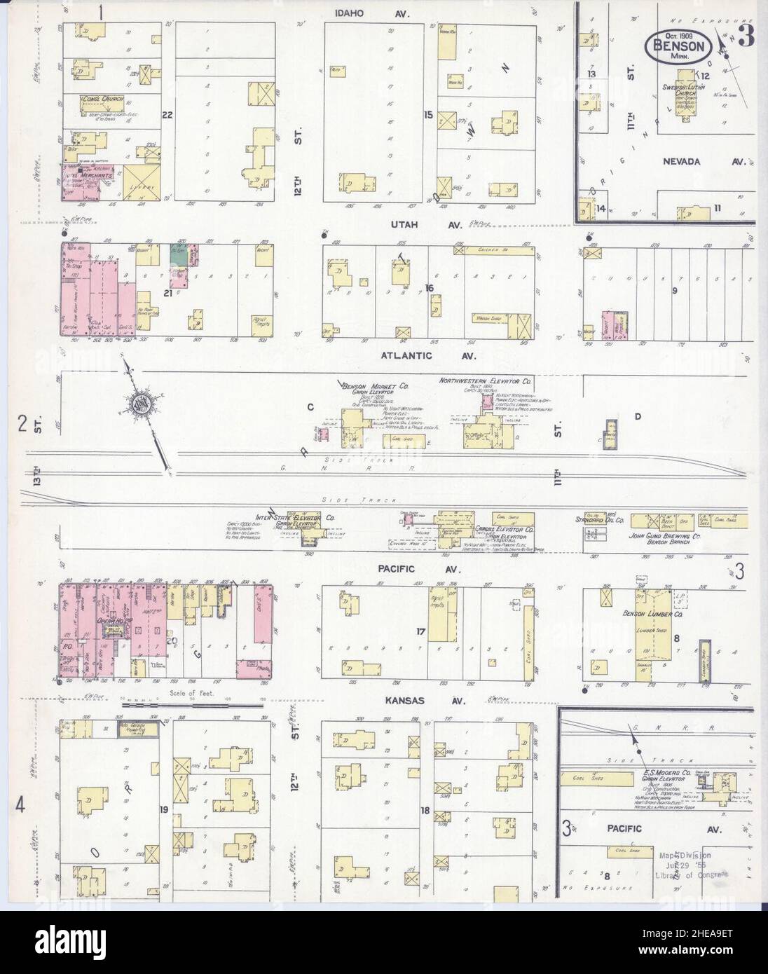 Sanborn Fire Insurance Map from Benson, Swift County, Minnesota Stock ...