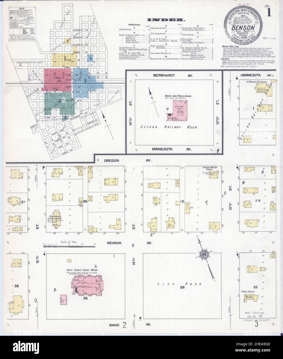 Sanborn Fire Insurance Map from Benson, Swift County, Minnesota Stock ...