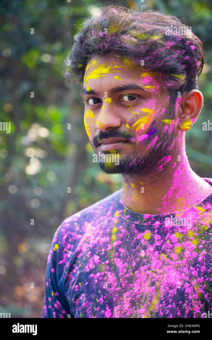 Close-Up Of Man With Powder Paint Stock Photo - Alamy