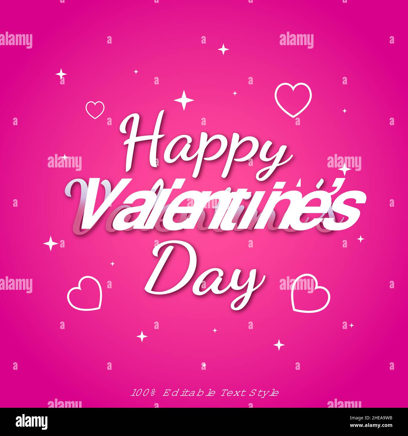 Valentine's day card design template with editable text style effect ...