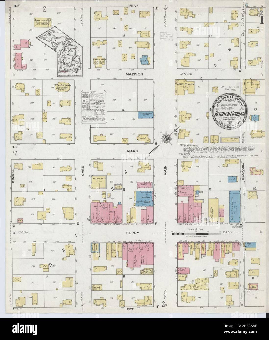 Sanborn Fire Insurance Map from Berrien Springs, Berrien County ...