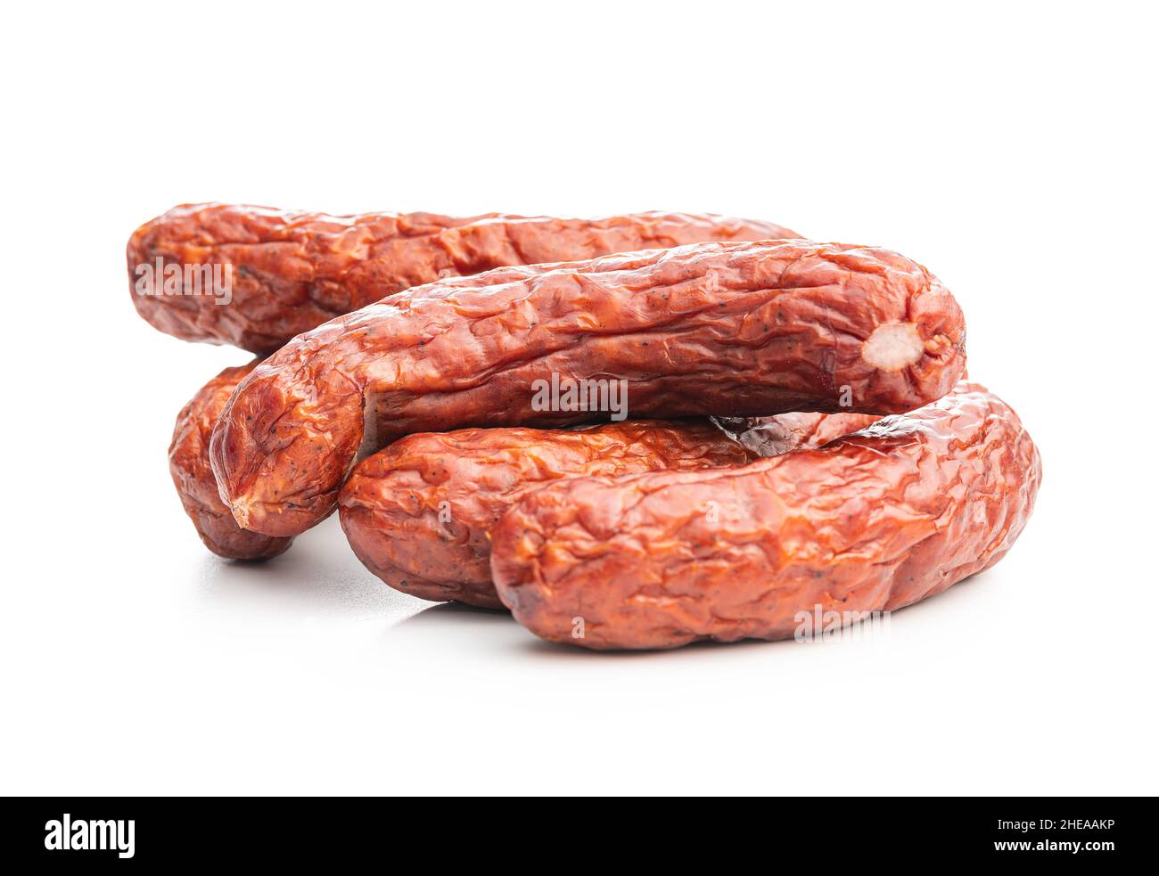 Pork salami. Smoked sausage isolated on white background Stock Photo ...
