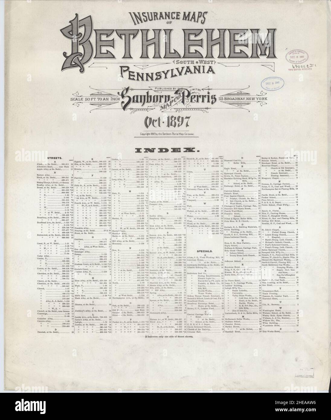 Sanborn Fire Insurance Map from Bethlehem, Northampton And Lehigh ...