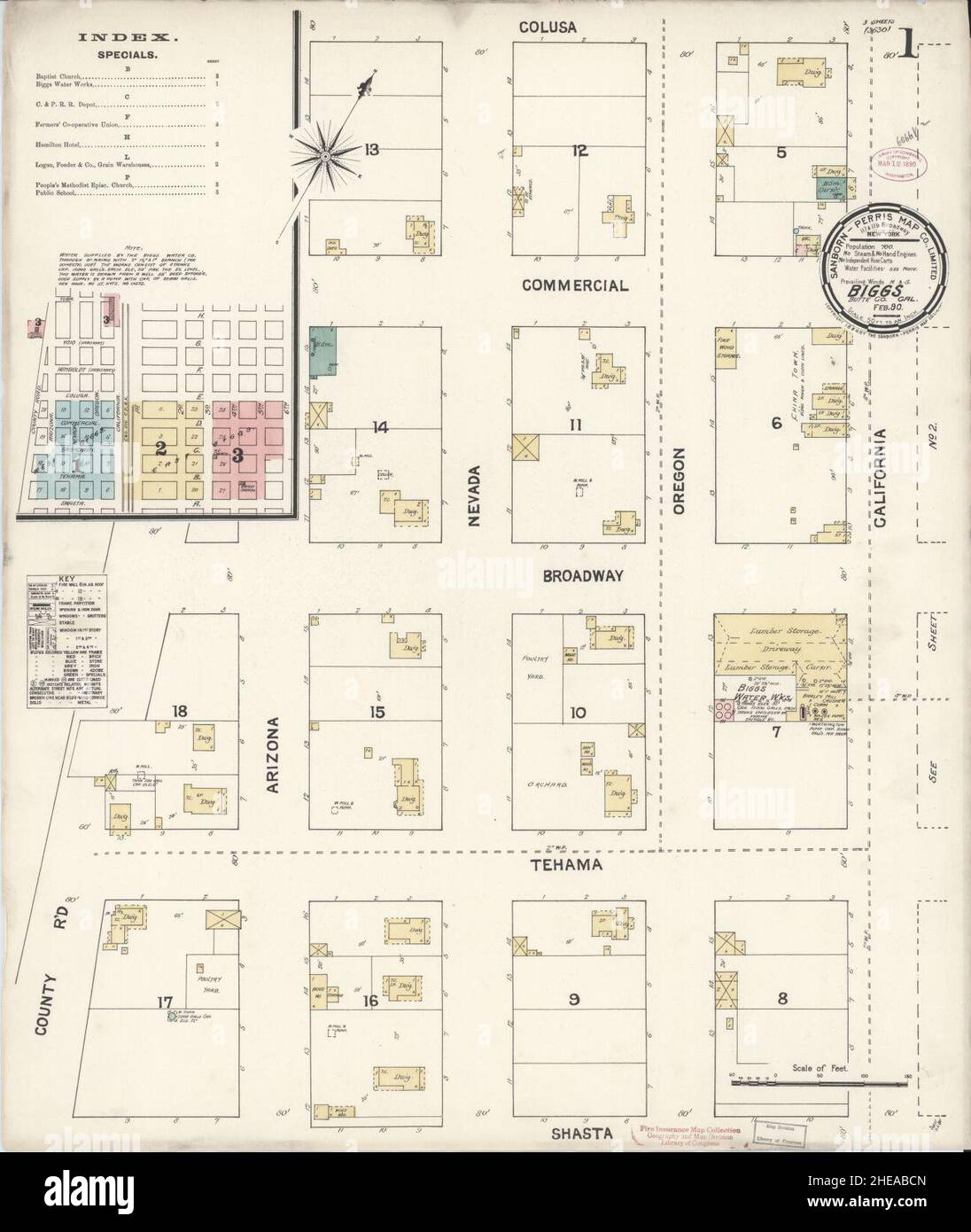 Sanborn Fire Insurance Map from Biggs, Butte County, California Stock ...