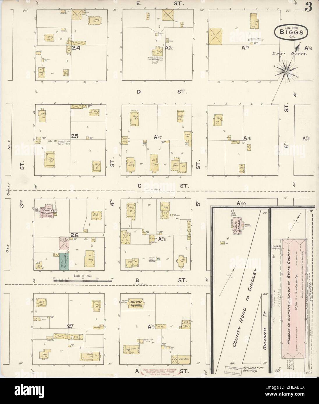 Sanborn Fire Insurance Map from Biggs, Butte County, California Stock ...