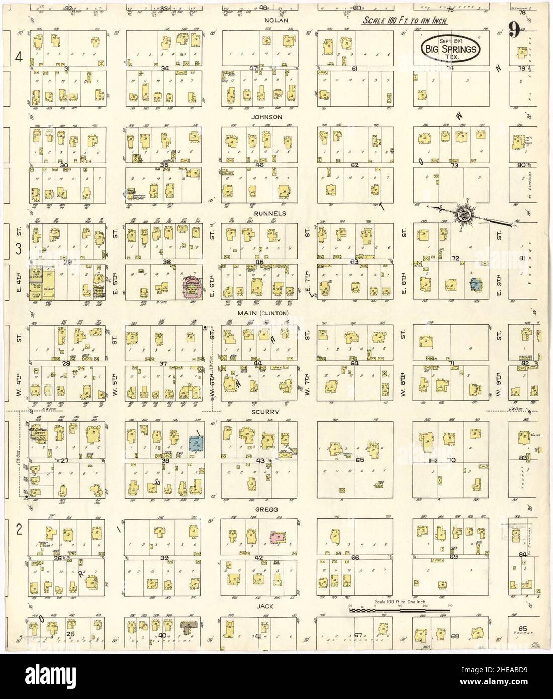 Sanborn Fire Insurance Map from Big Spring, Howard County, Texas Stock ...