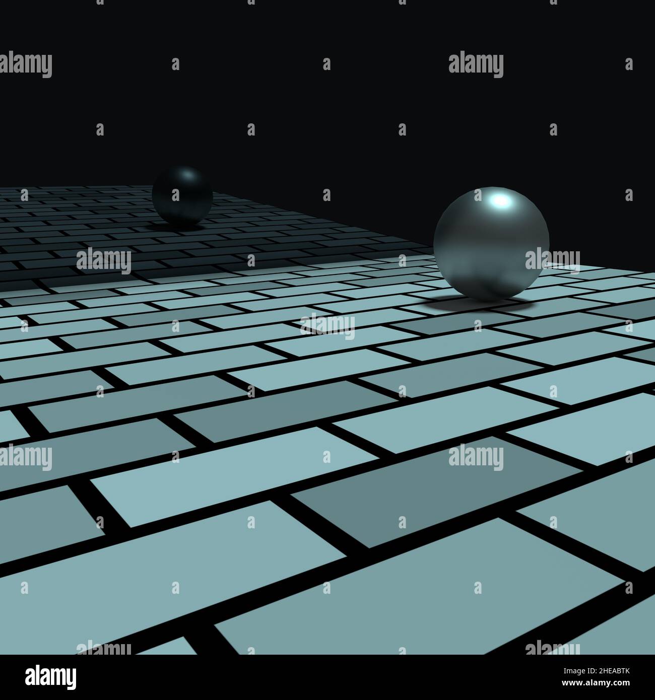 mirror reflection of 3d ball on dark background Stock Photo - Alamy