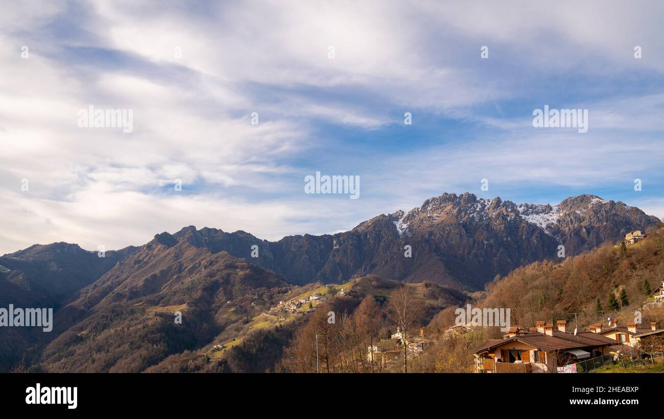 Splendid panorama of the Seriana valley and its mountains, Orobie Alps ...