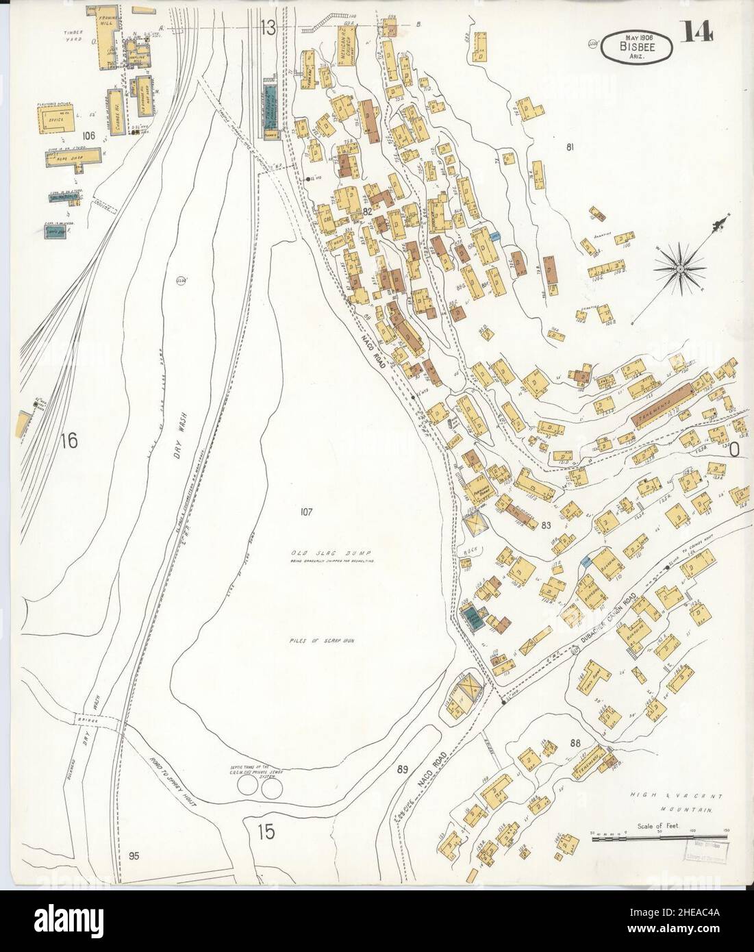 Sanborn Fire Insurance Map from Bisbee, Cochise County, Arizona Stock ...
