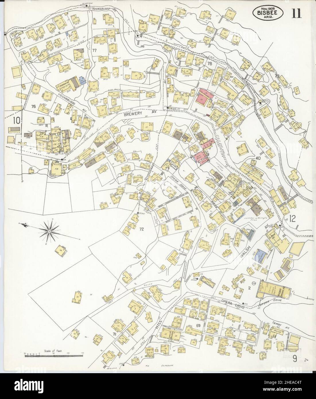 Sanborn Fire Insurance Map from Bisbee, Cochise County, Arizona Stock ...