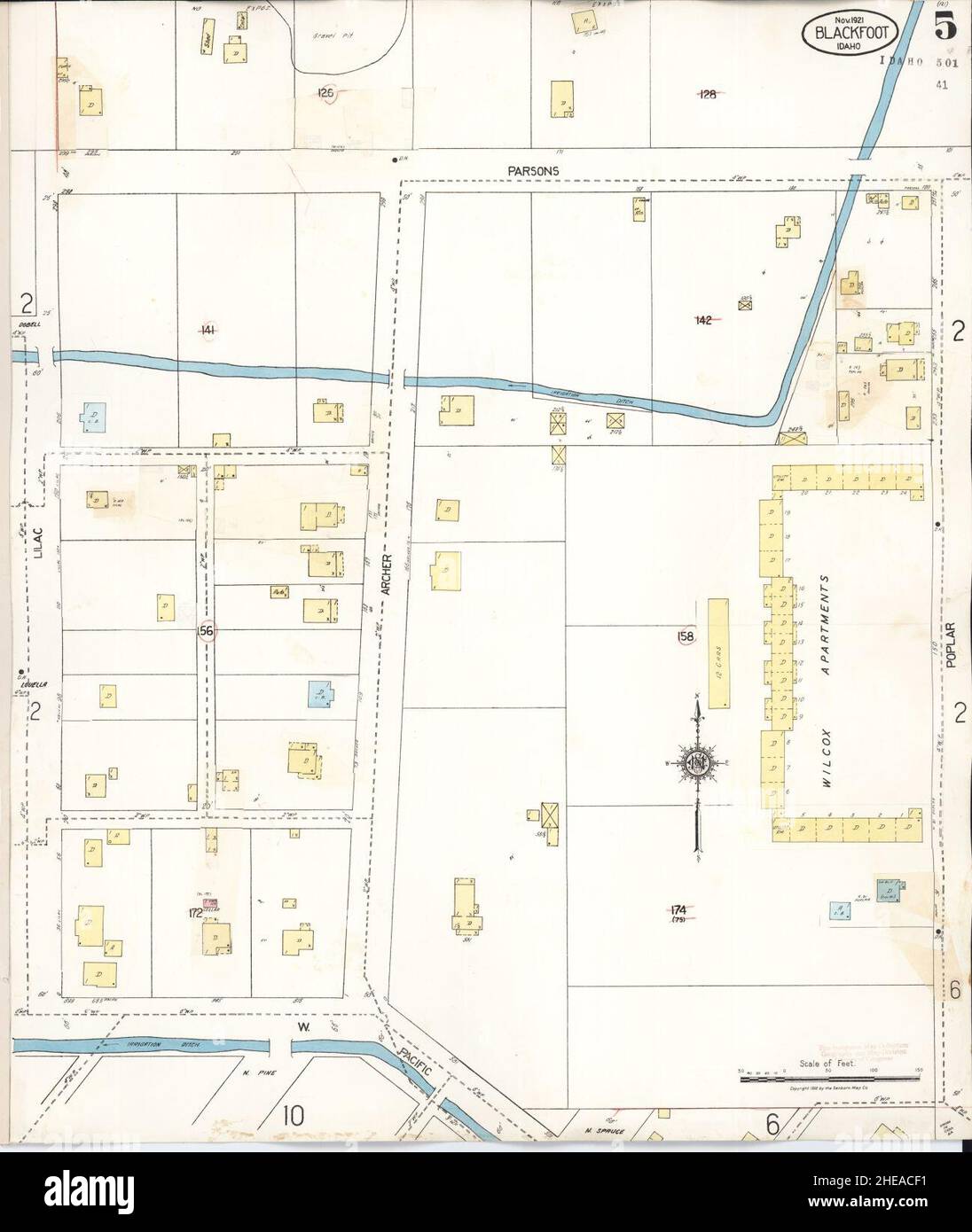 Sanborn Fire Insurance Map from Blackfoot, Bingham County, Idaho Stock ...