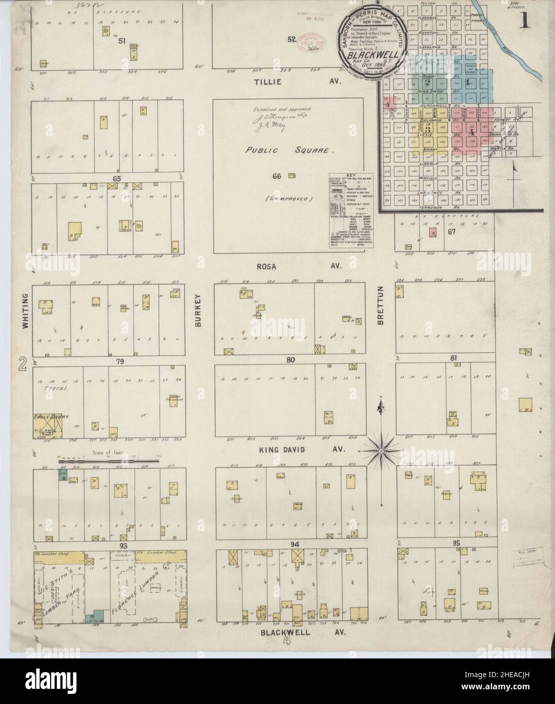 Sanborn Fire Insurance Map from Blackwell, Kay County, Oklahoma Stock ...