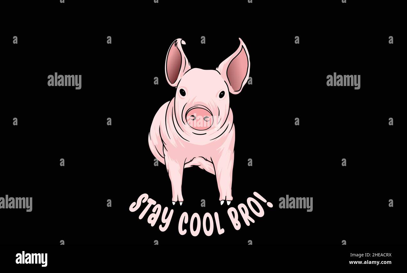 stay cool bro pig funny t-shirts monogram vector template Stock Vector ...