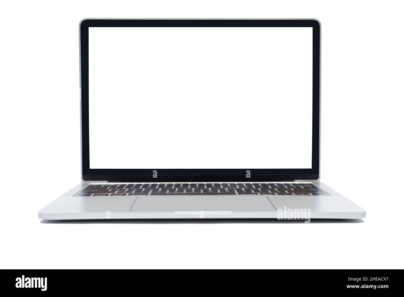 The front view of the laptop is a blank white screen on a white ...
