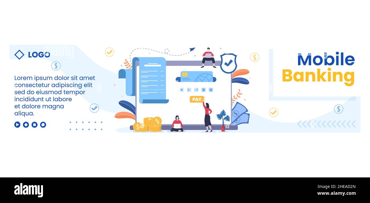 Online E-Banking App, Wallet or Bank Credit Card Post Template Flat ...