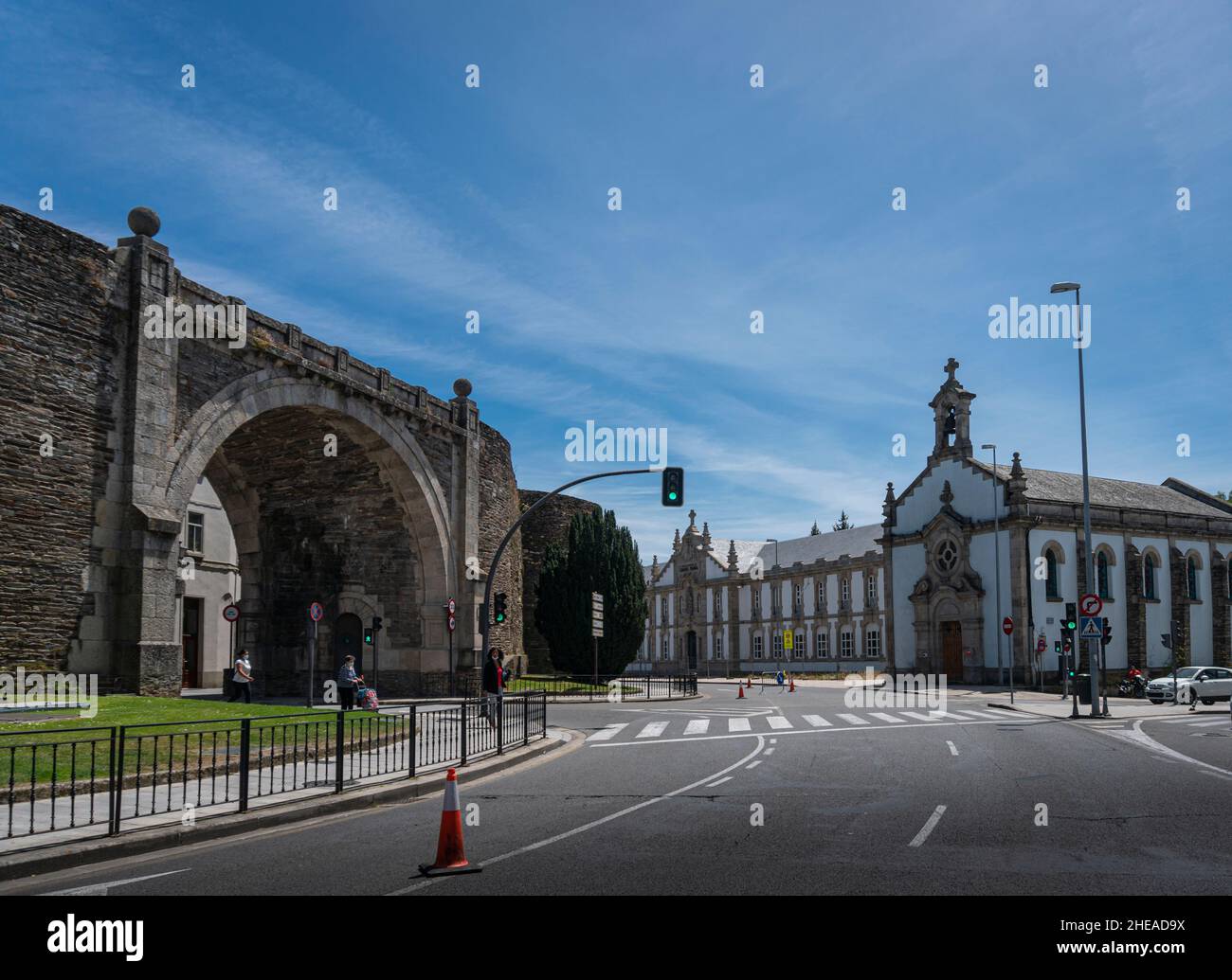 Street view of the city of Lugo, Spain Stock Photo - Alamy