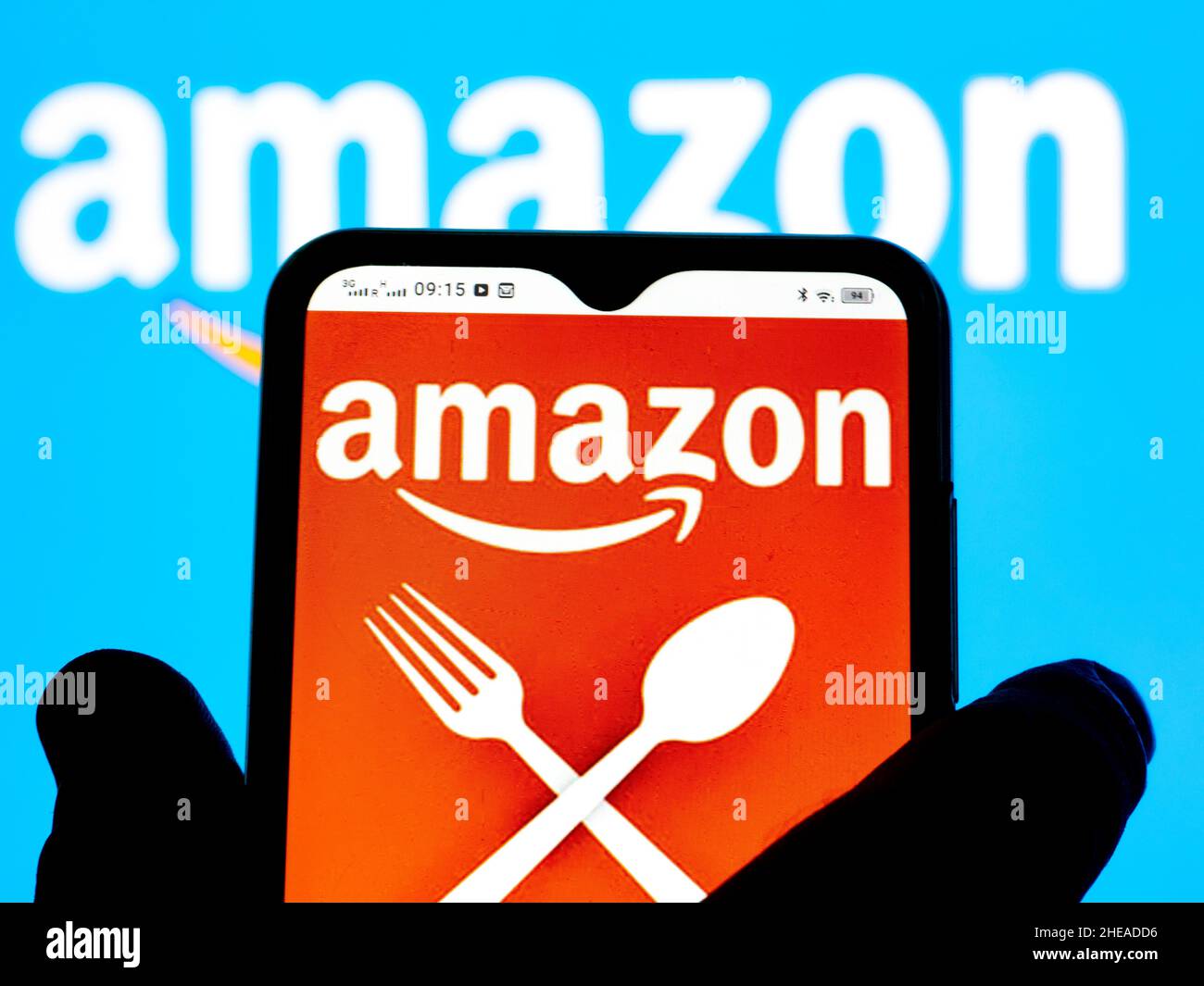 In this photo illustration Amazon Restaurant Manager logo seen ...