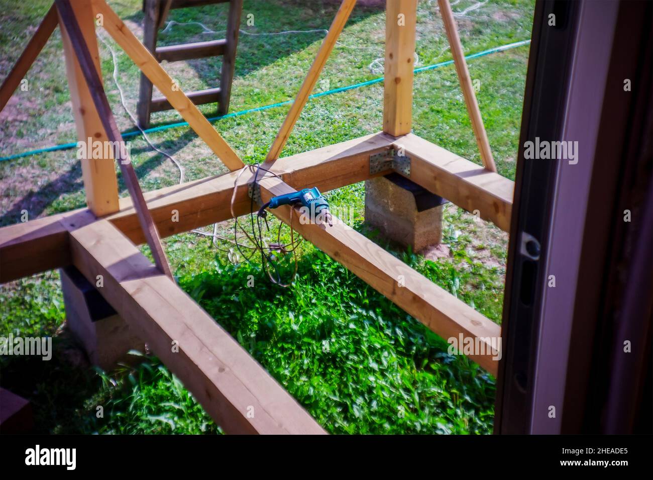 unfinished rural wooden house in summer, lomography Stock Photo - Alamy