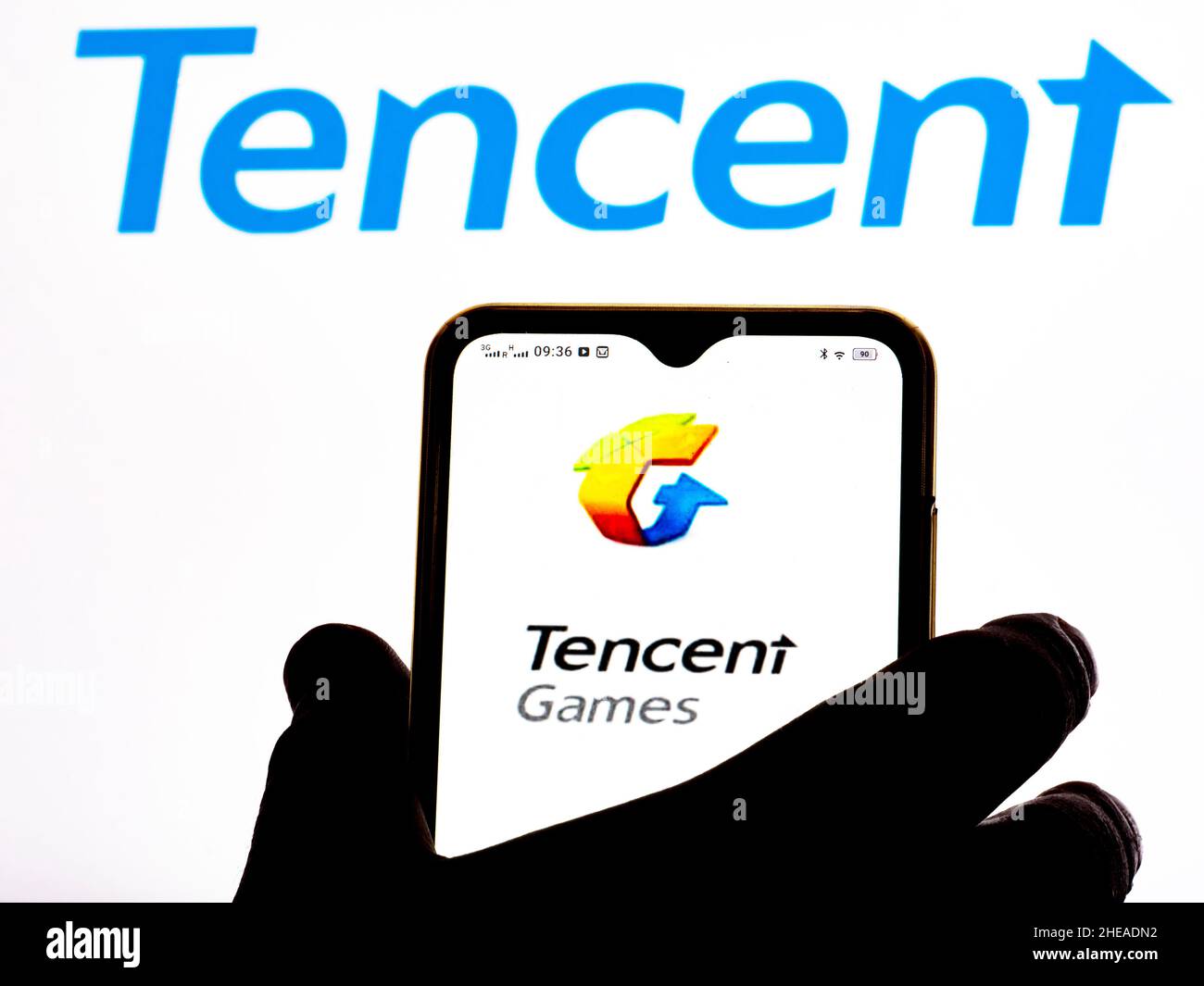 In this photo illustration Tencent Games logo seen displayed on a ...