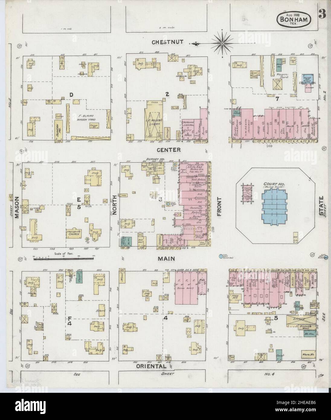 Sanborn Fire Insurance Map from Bonham, Fannin County, Texas Stock ...