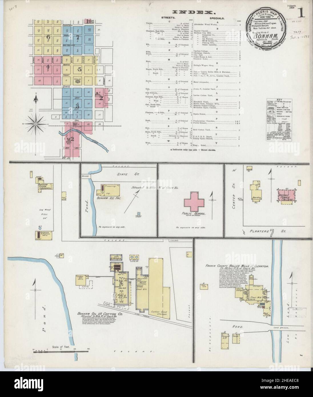 Sanborn Fire Insurance Map from Bonham, Fannin County, Texas Stock ...