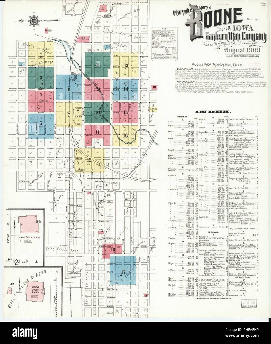 Sanborn Fire Insurance Map from Boone, Boone County, Iowa Stock Photo ...