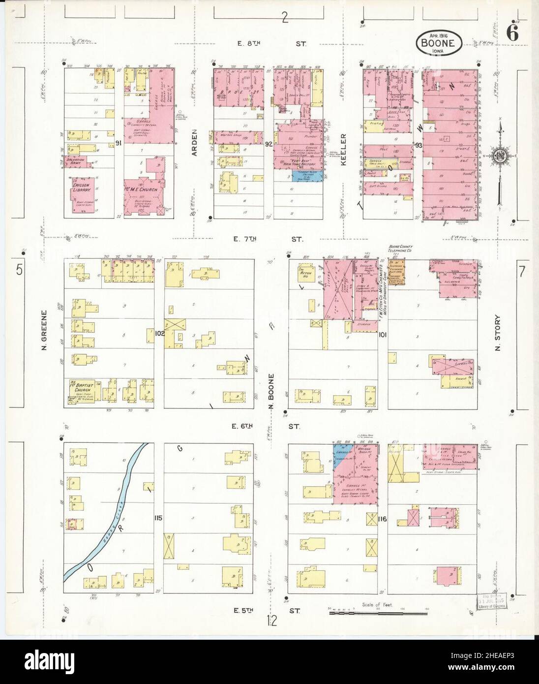 Sanborn Fire Insurance Map from Boone, Boone County, Iowa Stock Photo ...