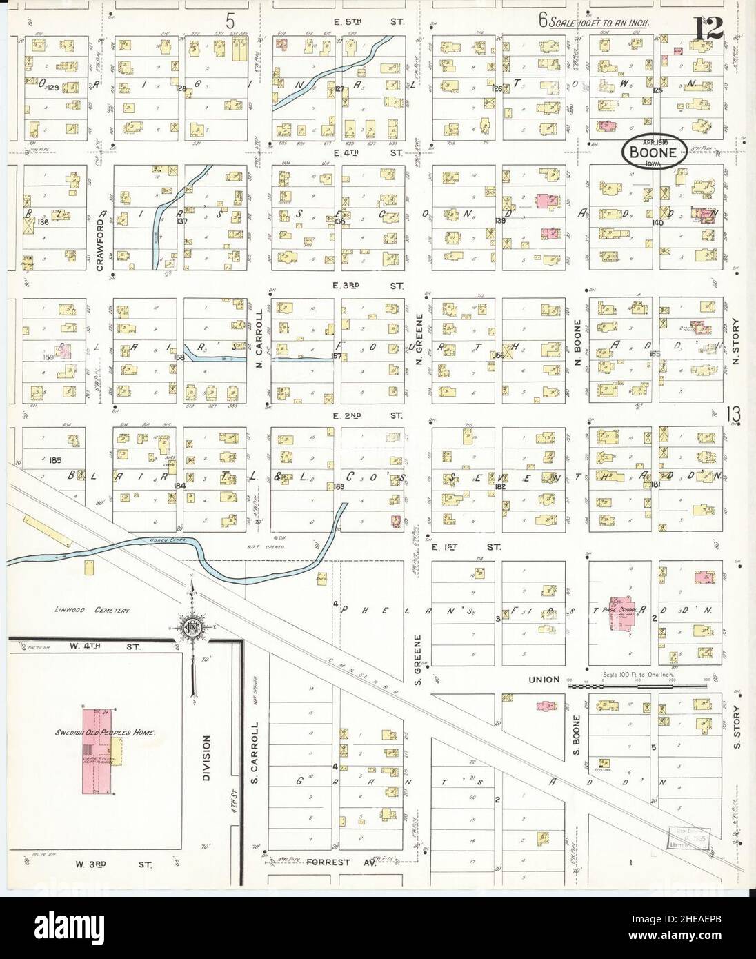 Sanborn Fire Insurance Map from Boone, Boone County, Iowa Stock Photo ...