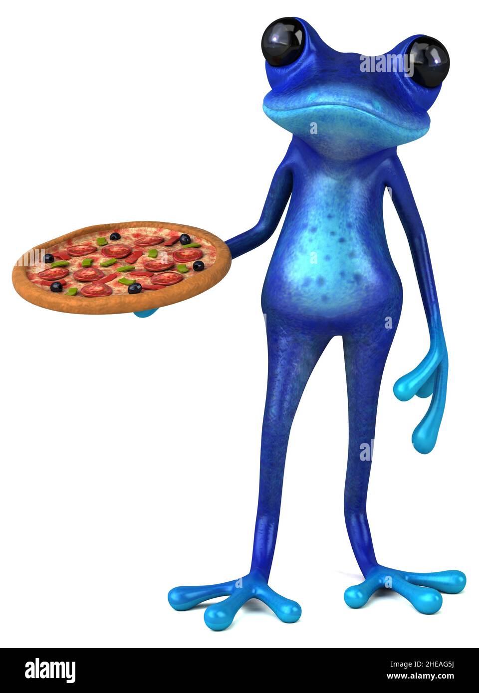 Fun blue frog - 3D Illustration Stock Photo - Alamy