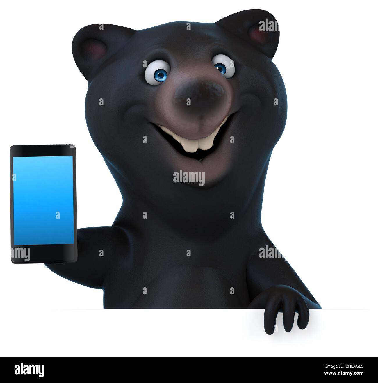 Fun bear with a phone - 3D Illustration Stock Photo - Alamy
