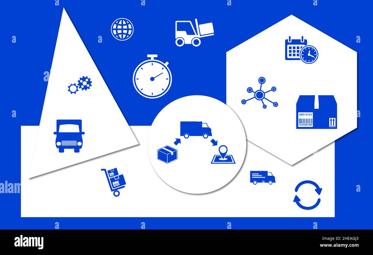 Concept of delivery with icons on geometric shapes background Stock ...