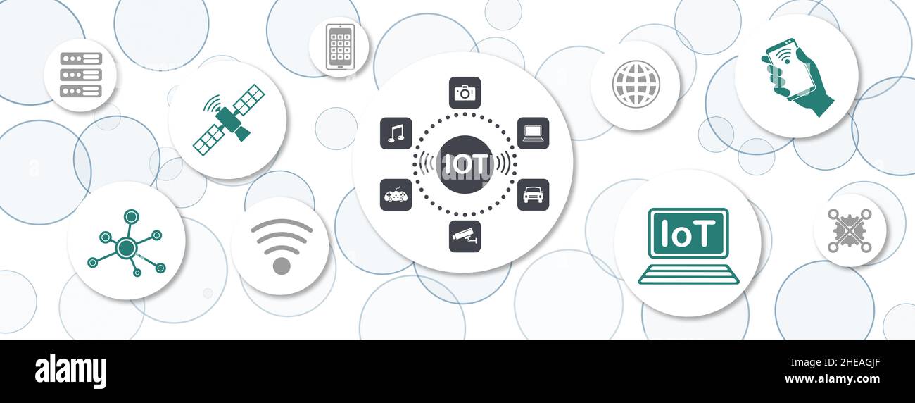 Concept of iot with icons on circles Stock Photo - Alamy