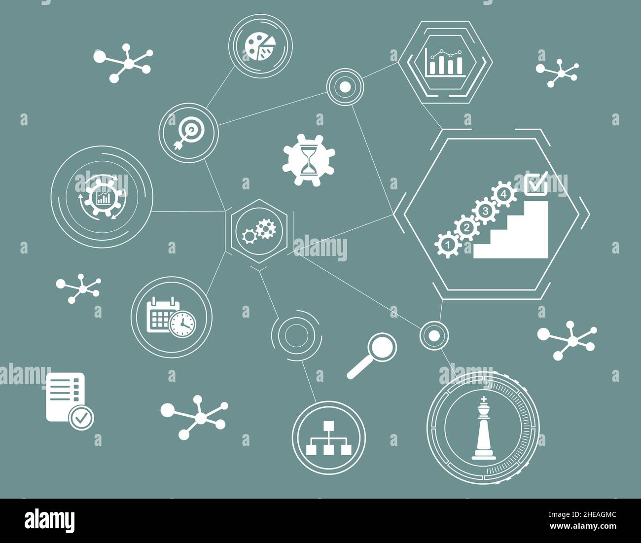 Concept of action plan with connected icons Stock Photo - Alamy