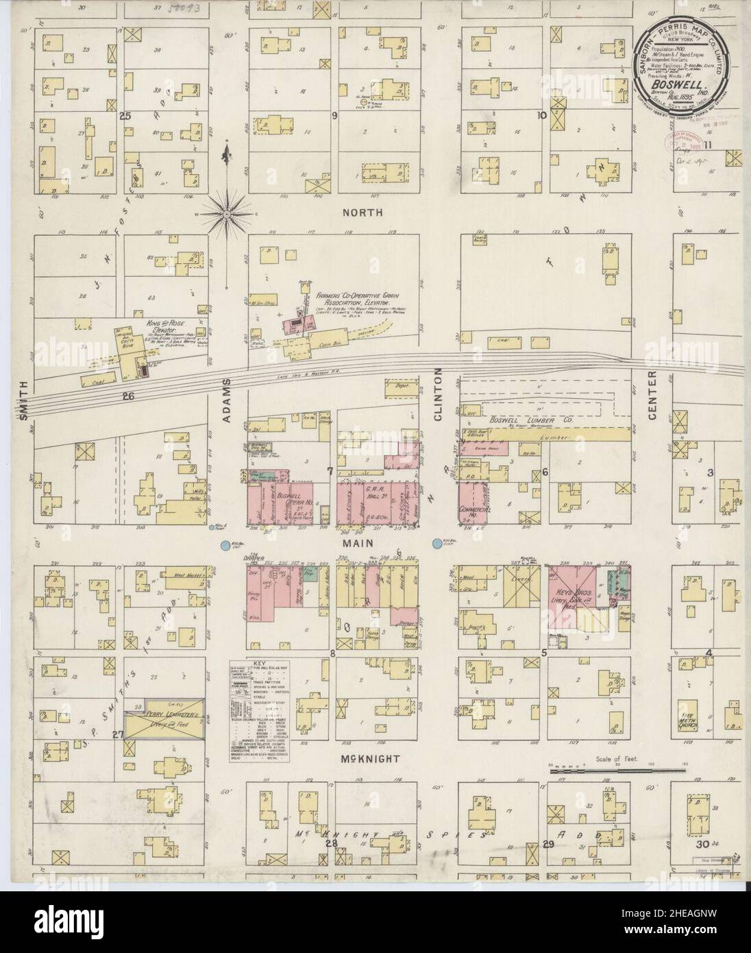 Sanborn Fire Insurance Map from Boswell, Benton County, Indiana Stock ...