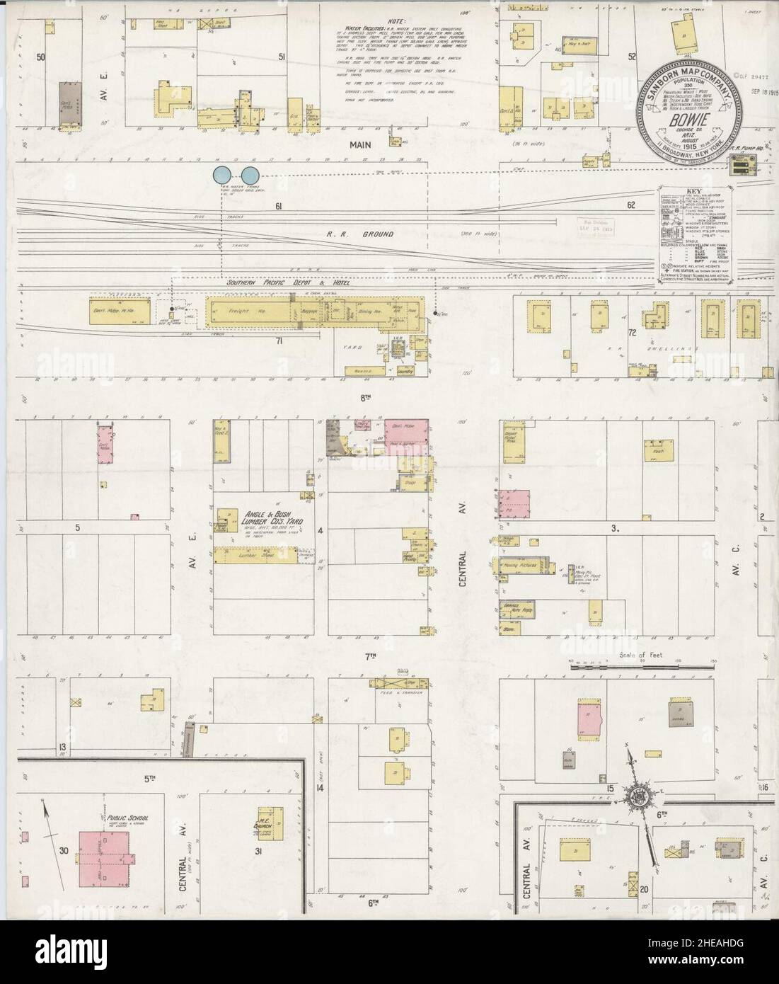 Sanborn Fire Insurance Map from Bowie, Cochise County, Arizona Stock ...