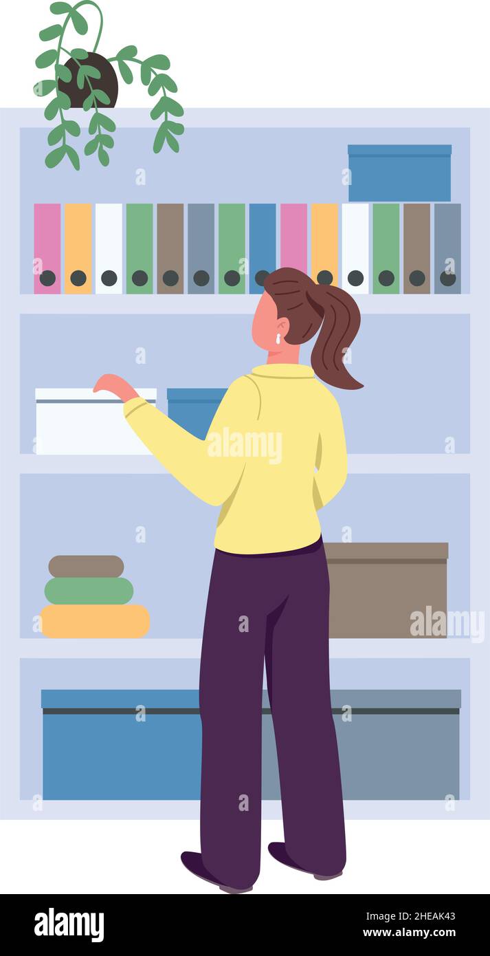 Employee search through files semi flat color vector character Stock ...