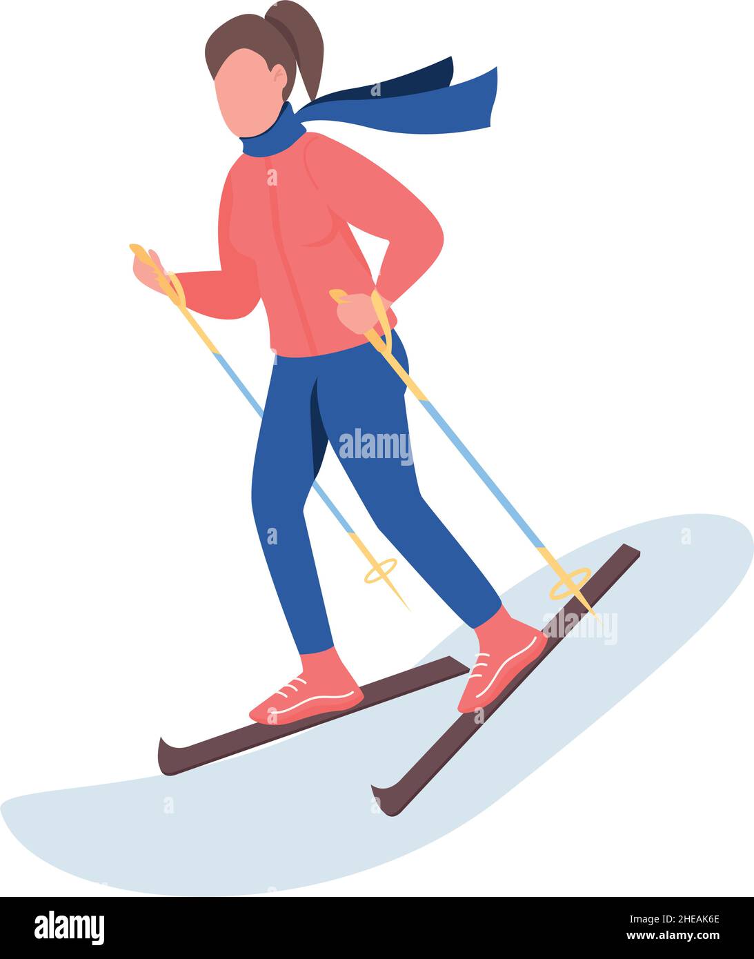 Cartoon of woman skiing hi-res stock photography and images - Alamy