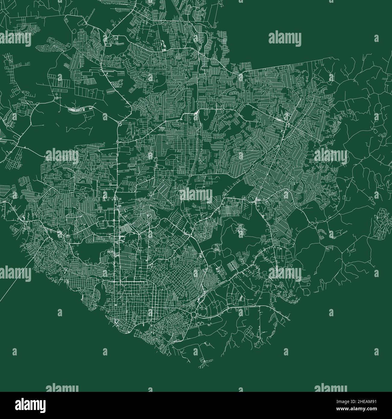 Manaus city Brazil municipality vector map. Green street map ...