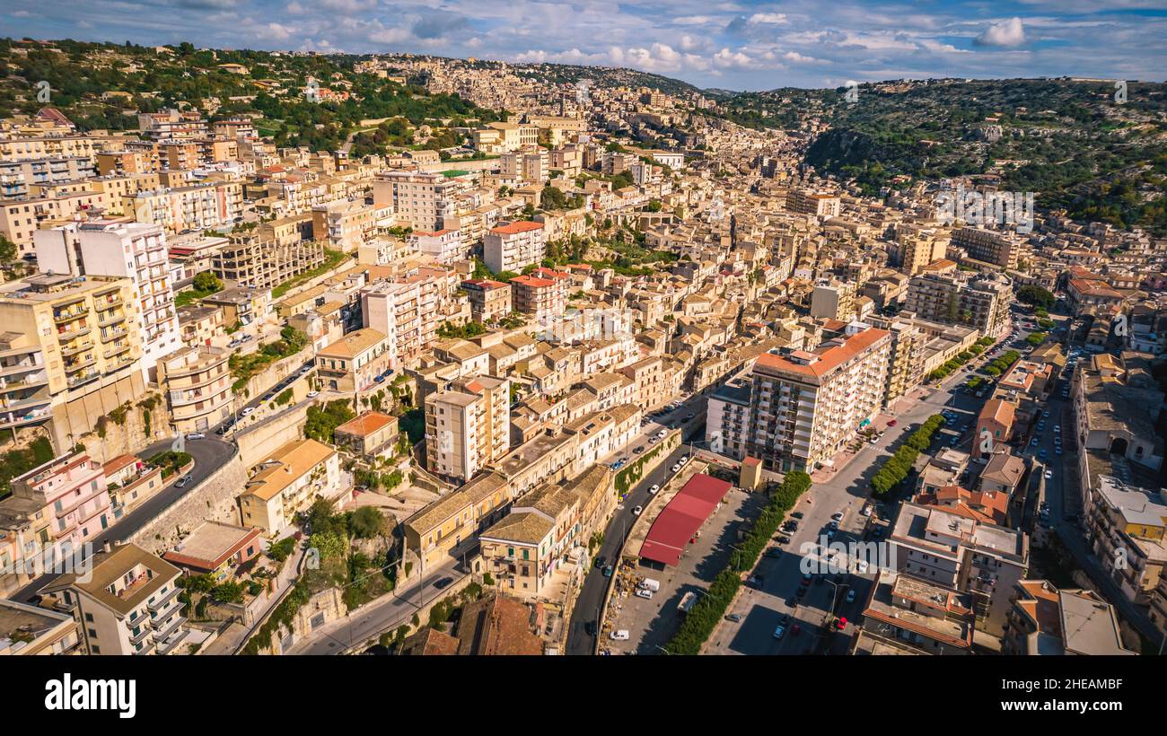 Beautiful View of Modica City Center frome Above, Ragusa, Sicily, Italy ...