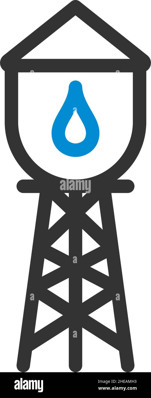 Water Tower Icon. Editable Bold Outline With Color Fill Design. Vector ...
