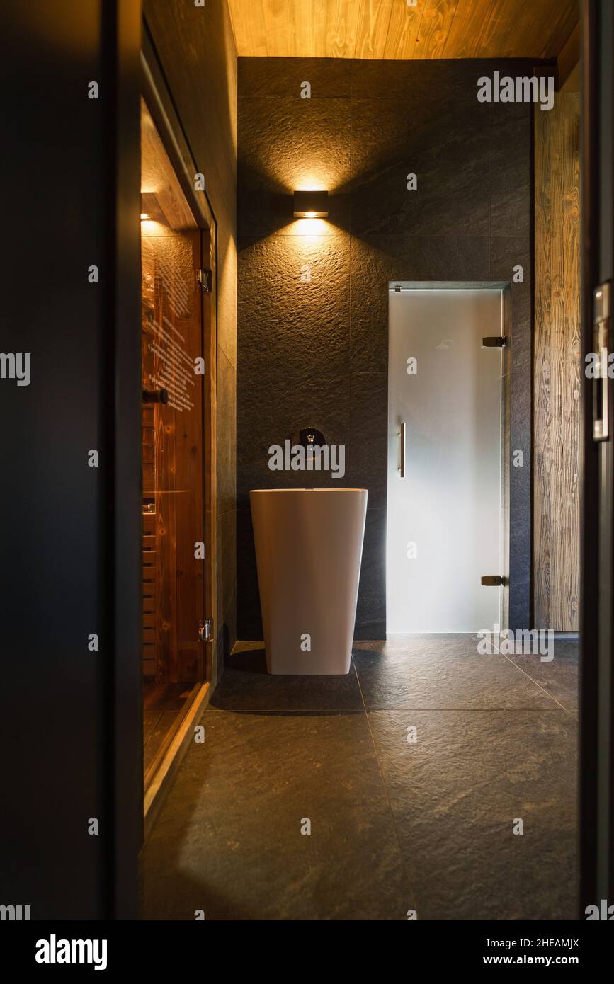 Interior of a luxury spa wellness center with sauna Stock Photo - Alamy