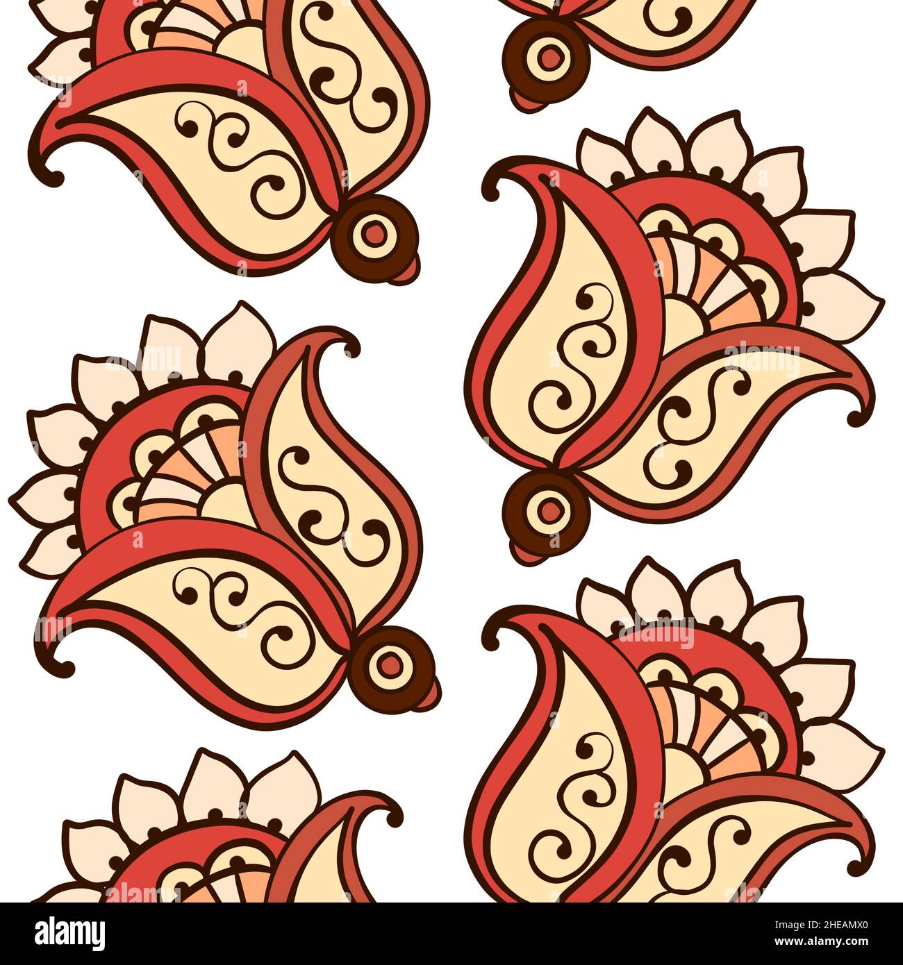 Illustration raster seamless paisley pattern with patterns on white ...