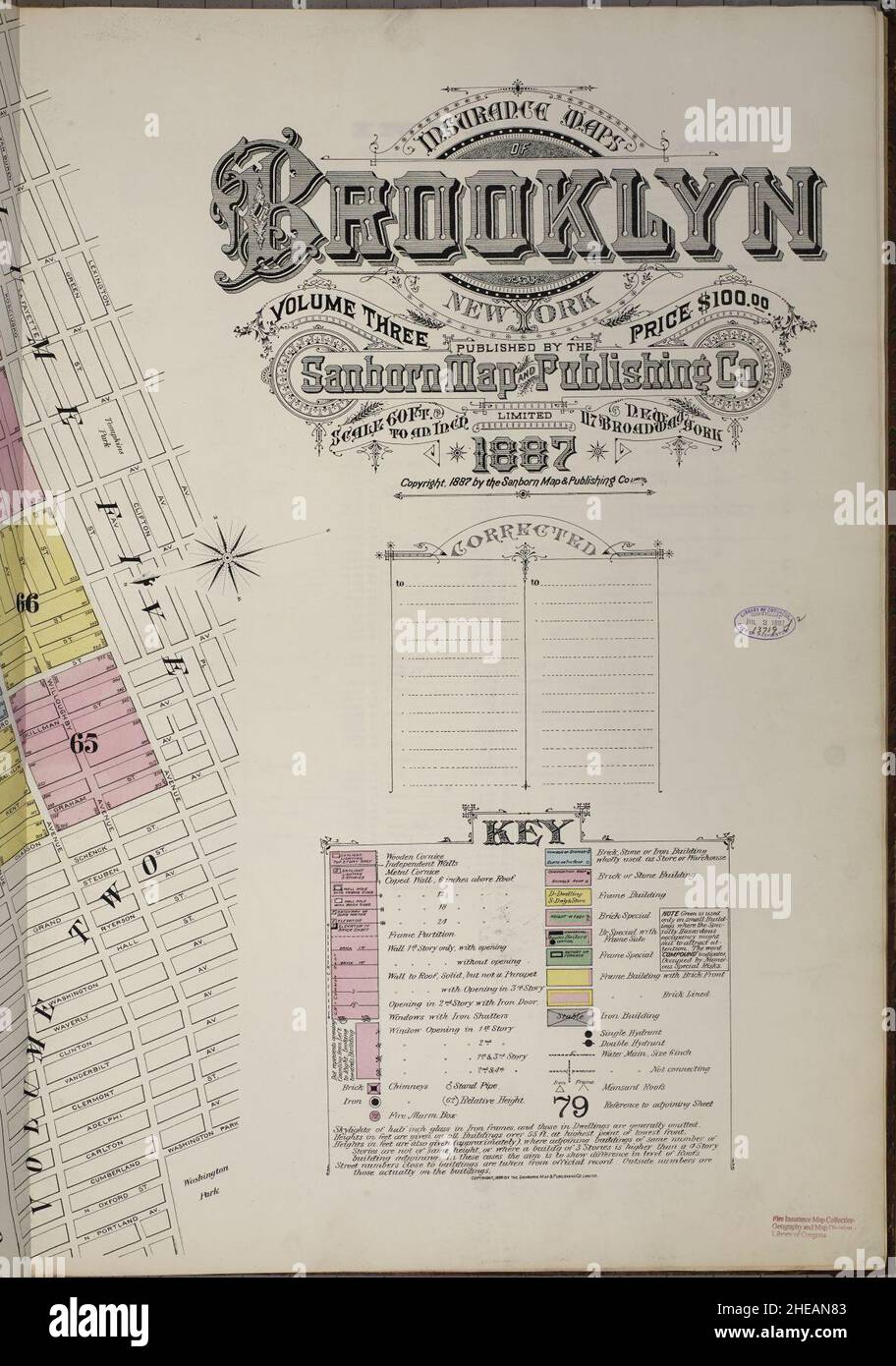 Sanborn Fire Insurance Map from Brooklyn, Kings County, New York Stock ...
