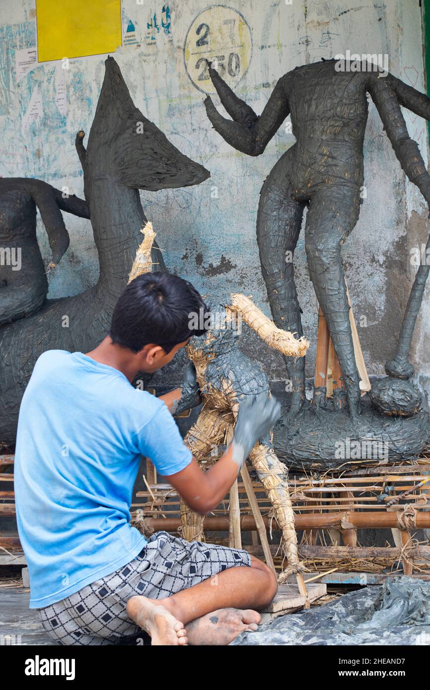 Indian Boy Making Idol Goddess Stock Photo - Alamy
