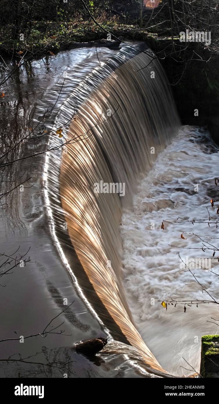 Weir & Fish ladder on the River Yarrow, Chorley, Lancashire, UK Stock ...