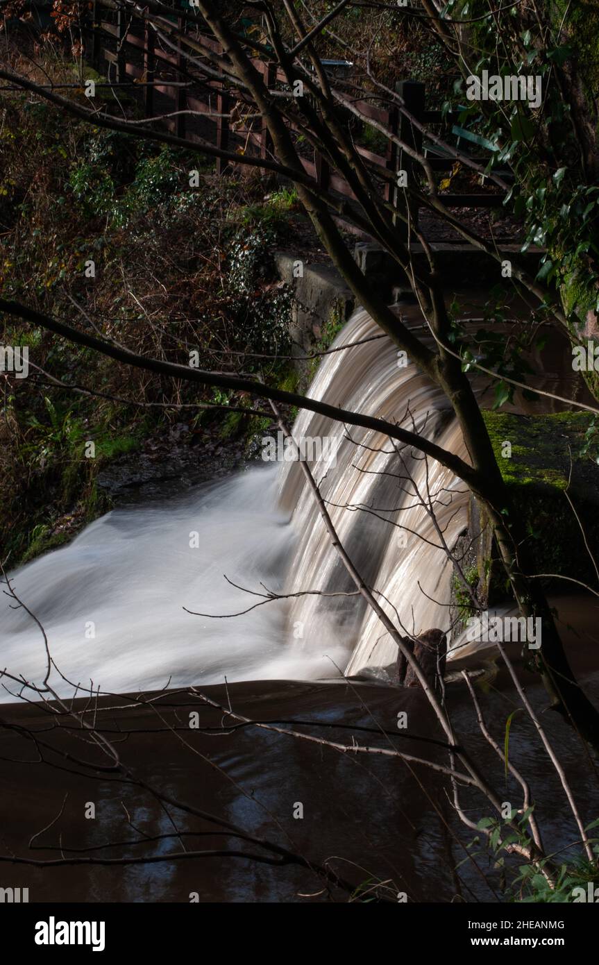 Weir & Fish ladder on the River Yarrow, Chorley, Lancashire, UK Stock ...